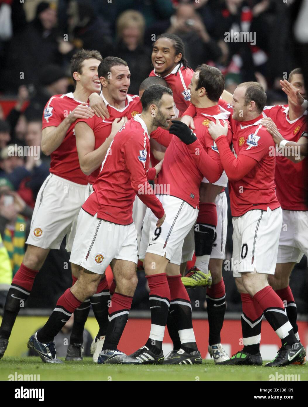Players of manchester city celebrating the goal hi-res stock ...