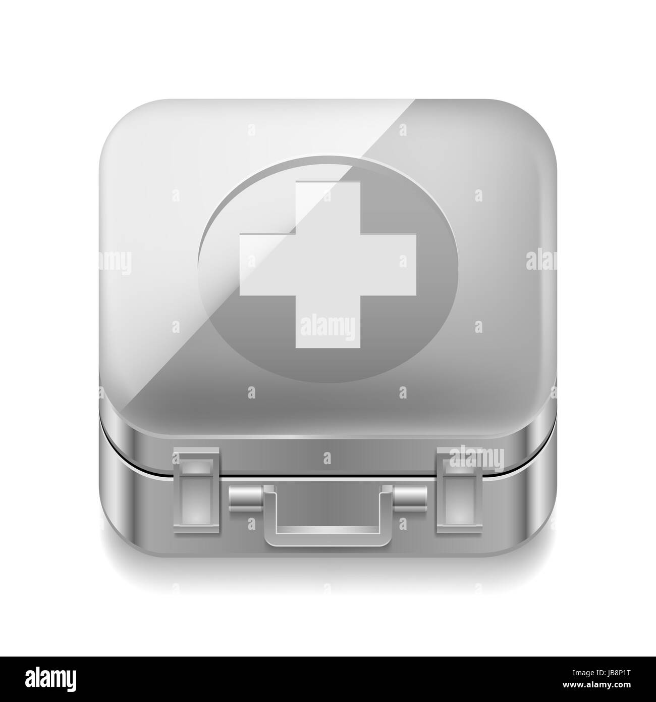 Icon of metal first-aid kit on white background Stock Photo - Alamy