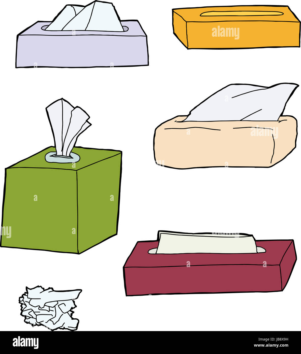 Various types of facial tissue packages on white background Stock Photo ...