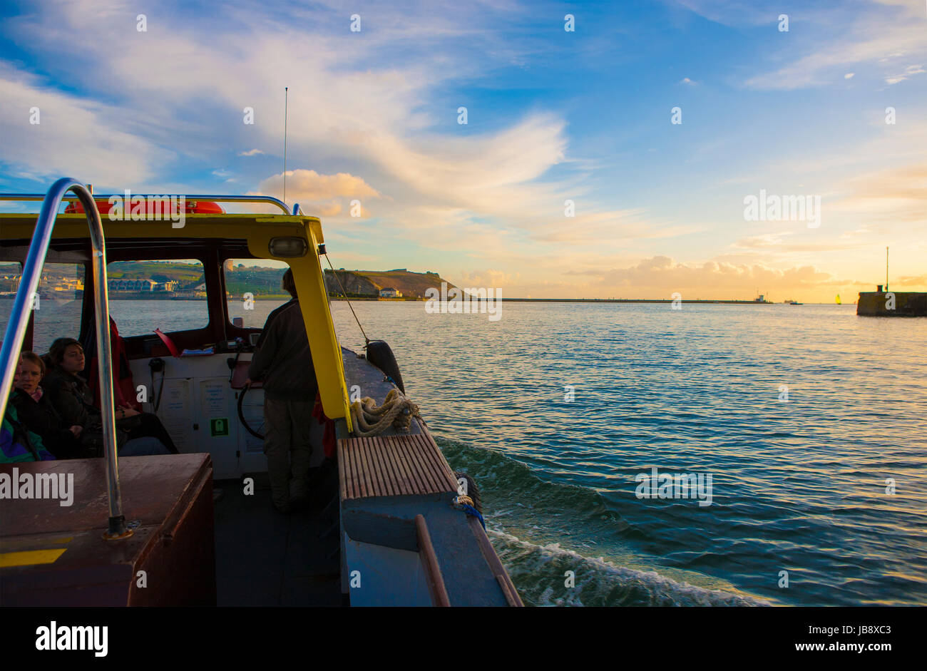 small passenger ferry boat sailing to Mount Batten Plymouth Devon with ...