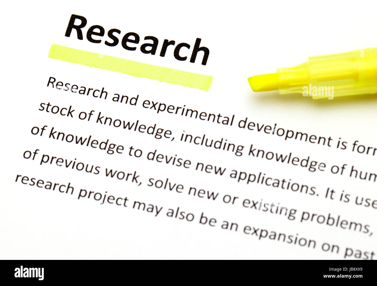 Definition of research Stock Photo - Alamy