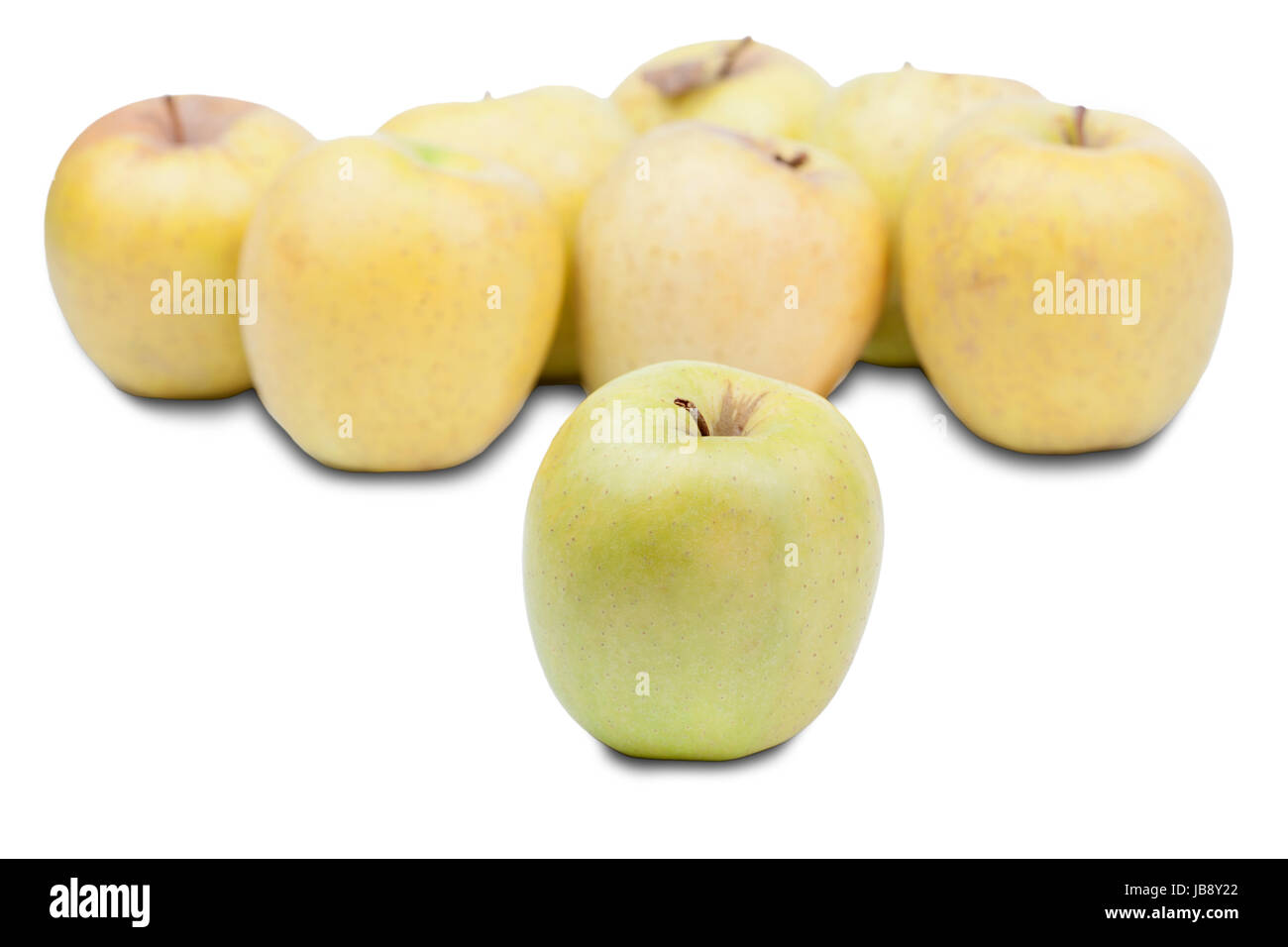 Multiple yellow apples isolated on white background Stock Photo - Alamy