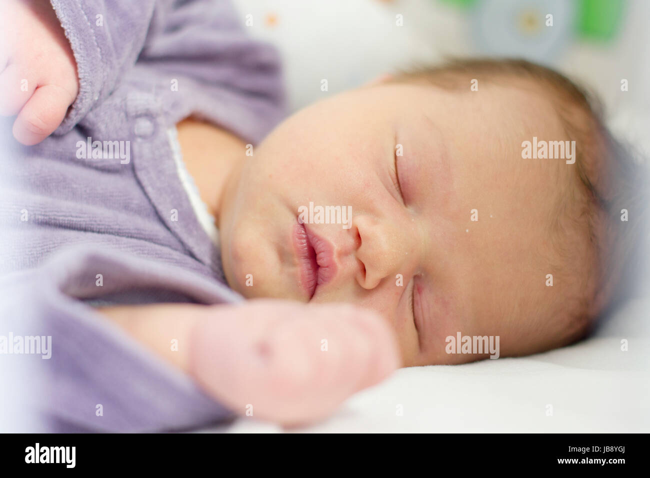 Cute newborn baby sleeping three days old Stock Photo - Alamy