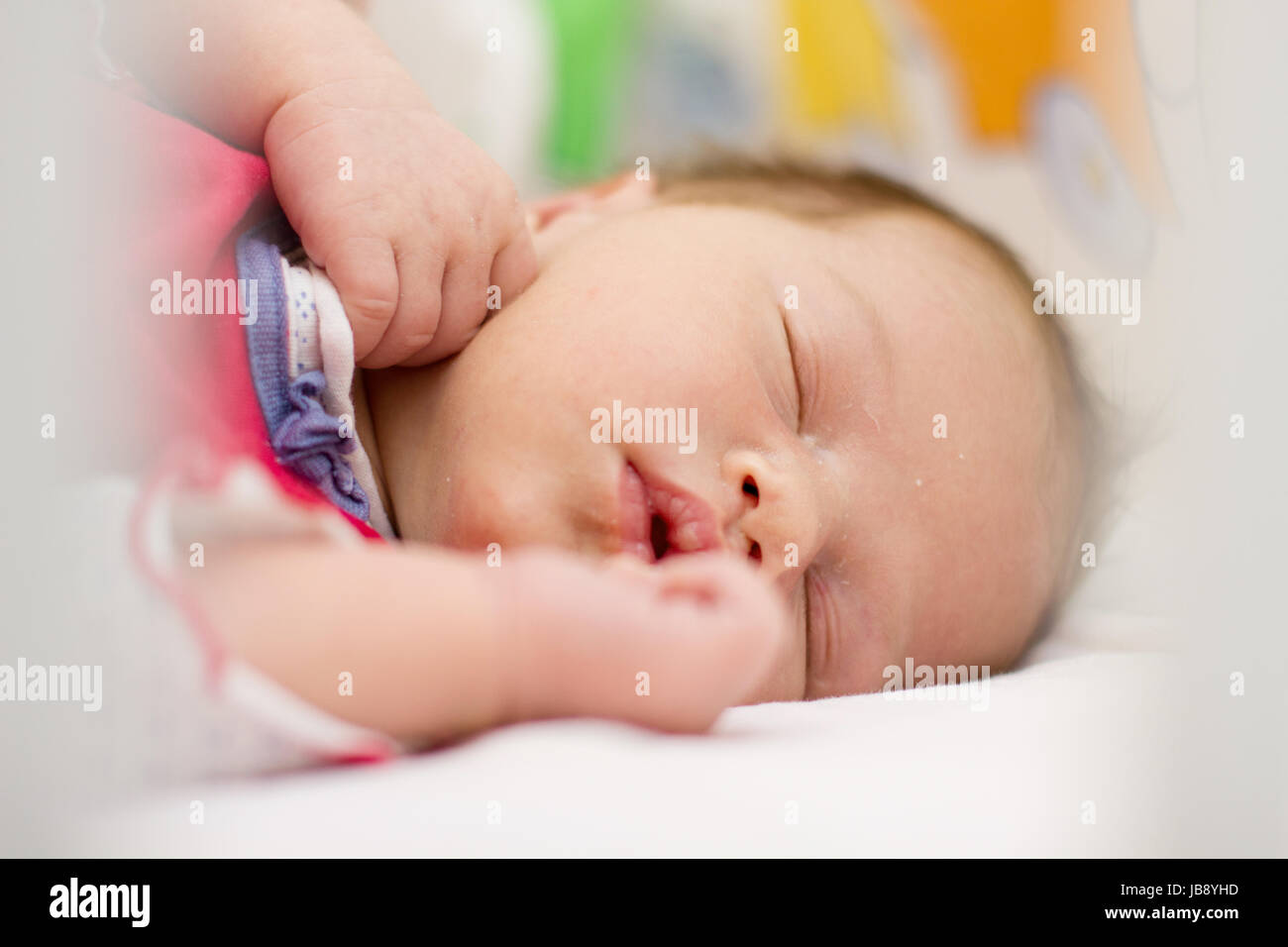 Peaceful newborn baby sleeping three days old Stock Photo - Alamy