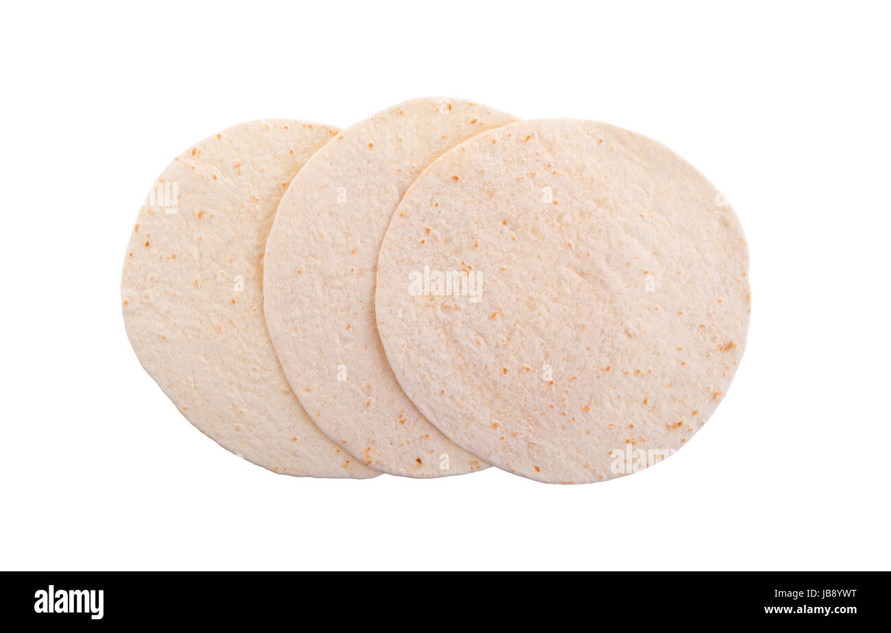Wheat round tortillas, isolated on white background Stock Photo - Alamy