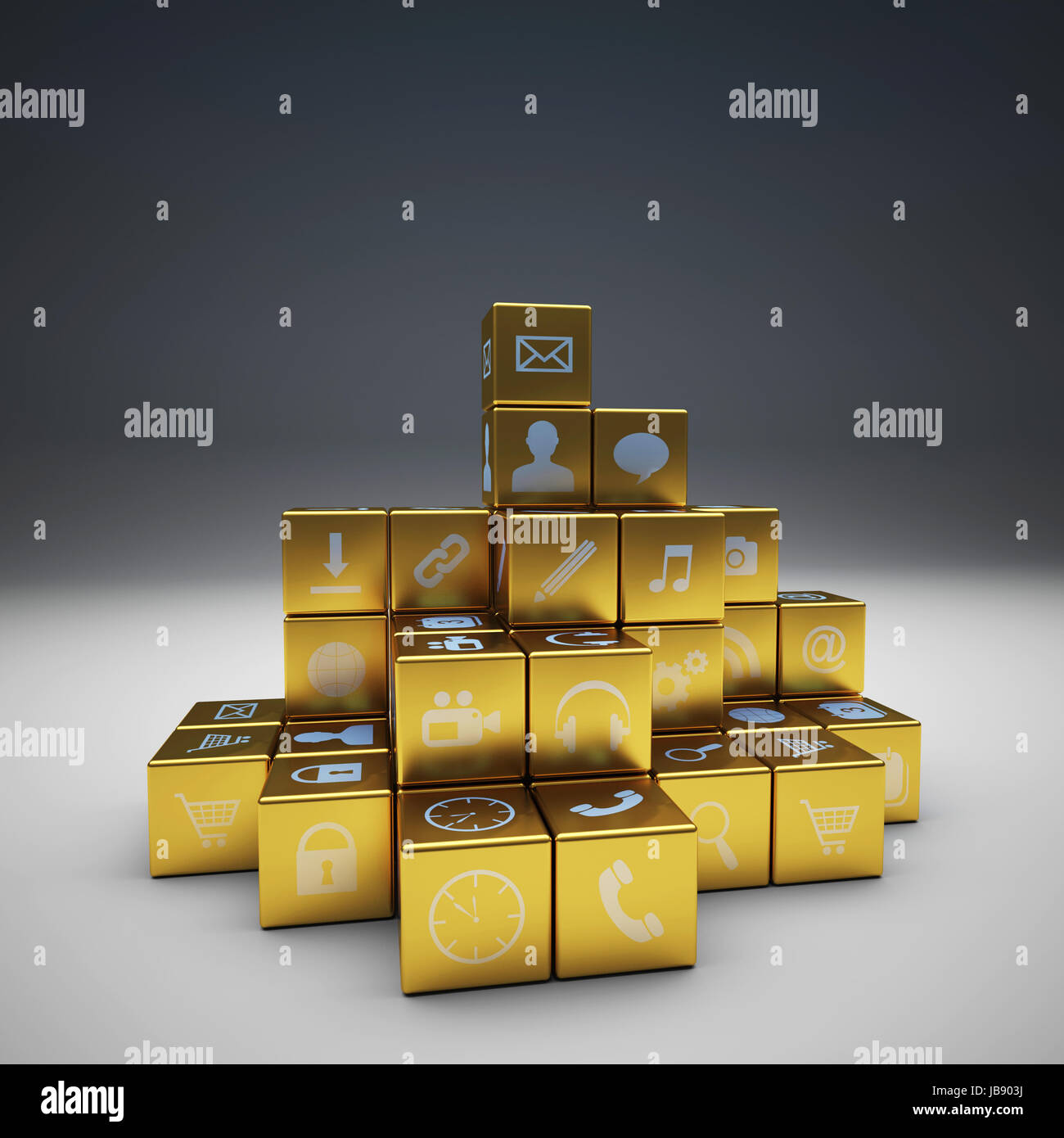 3d image of abstract cubes and icon set Stock Photo - Alamy