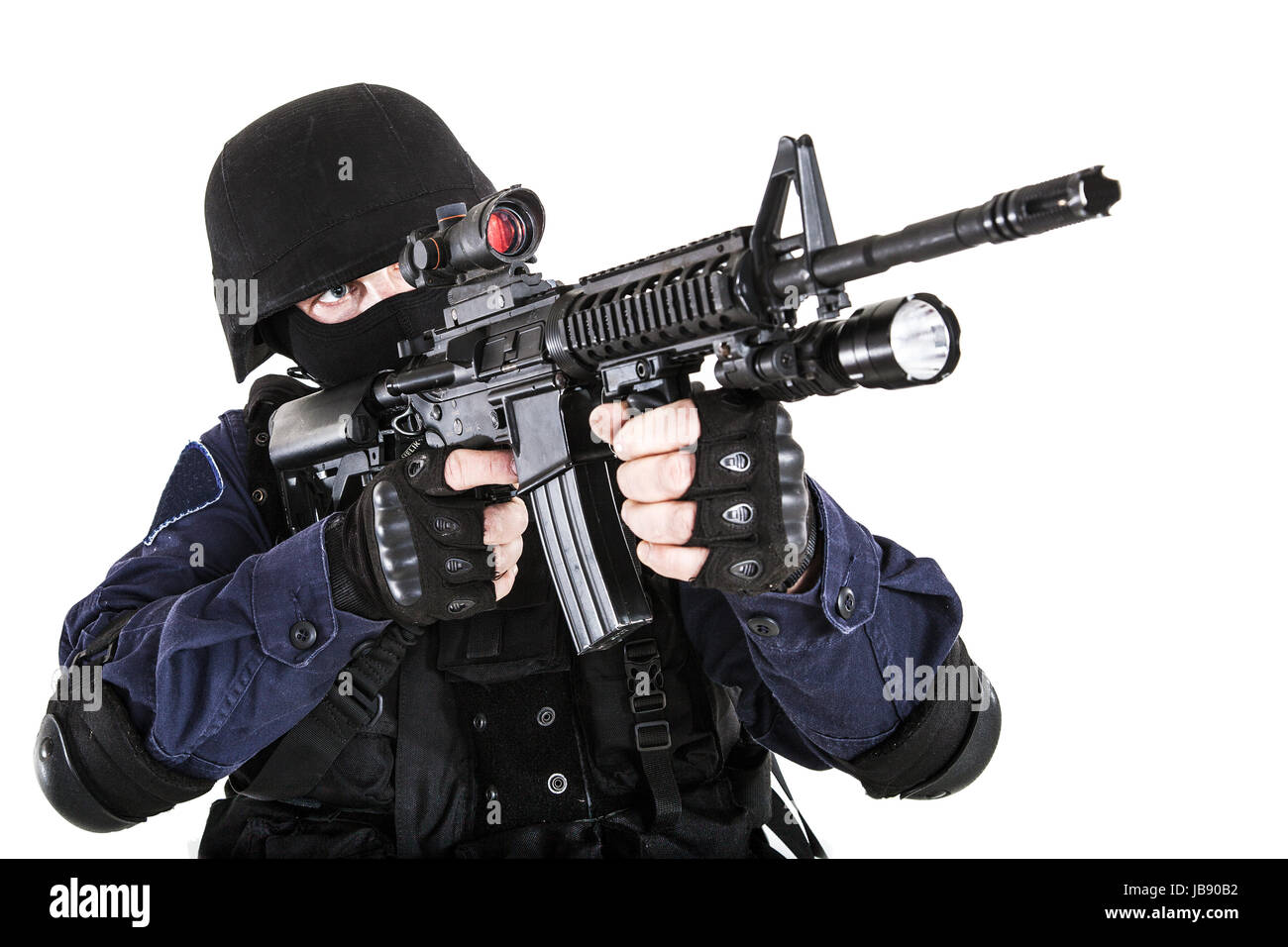 Special weapons and tactics (SWAT) team officer with his gun Stock Photo - Alamy