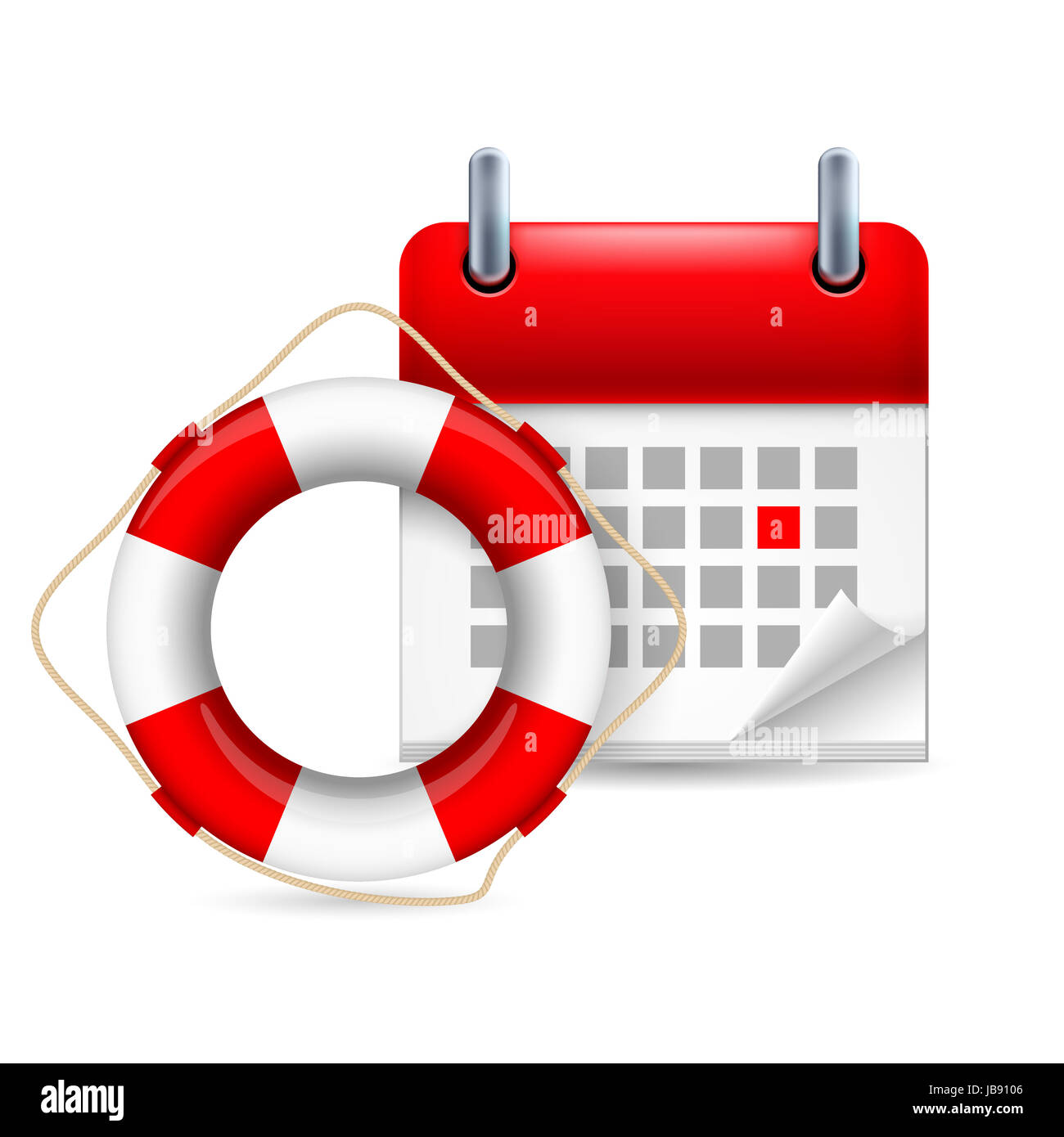 Icon of life saver ring and calendar with marked day. Sport event Stock ...