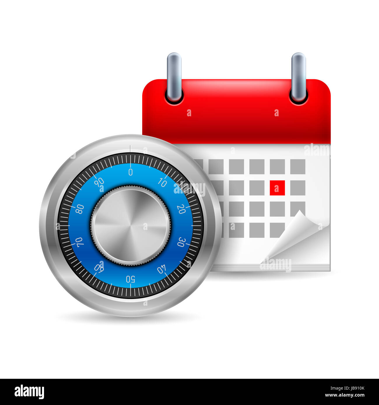 Icon of safe code and calendar with marked day Stock Photo - Alamy