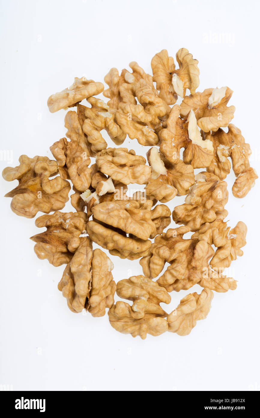 cracked walnut isolated on the white background Stock Photo - Alamy
