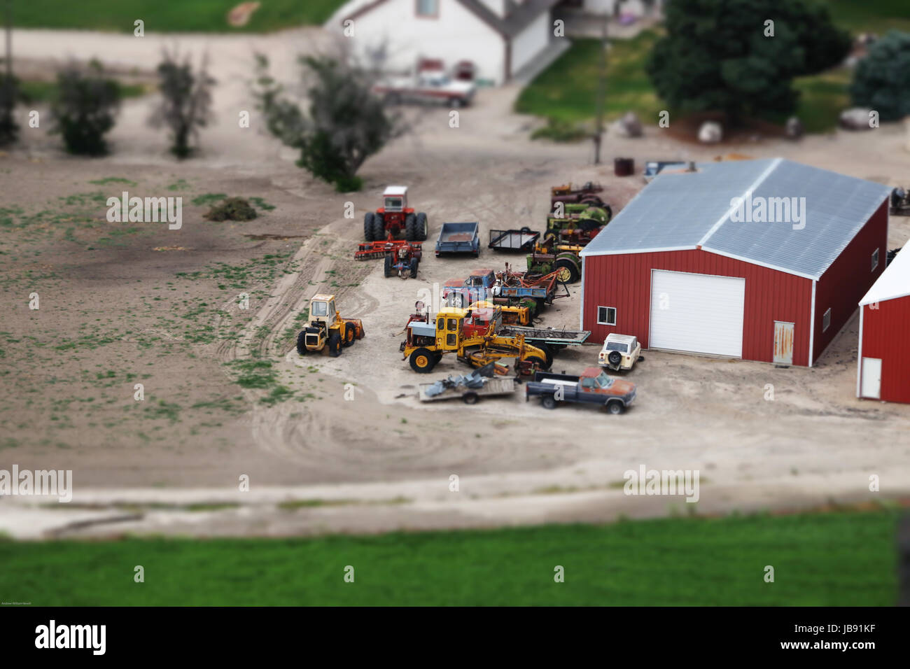 Farm at the base of Lizard Butte (taken from above, in miniature Stock ...