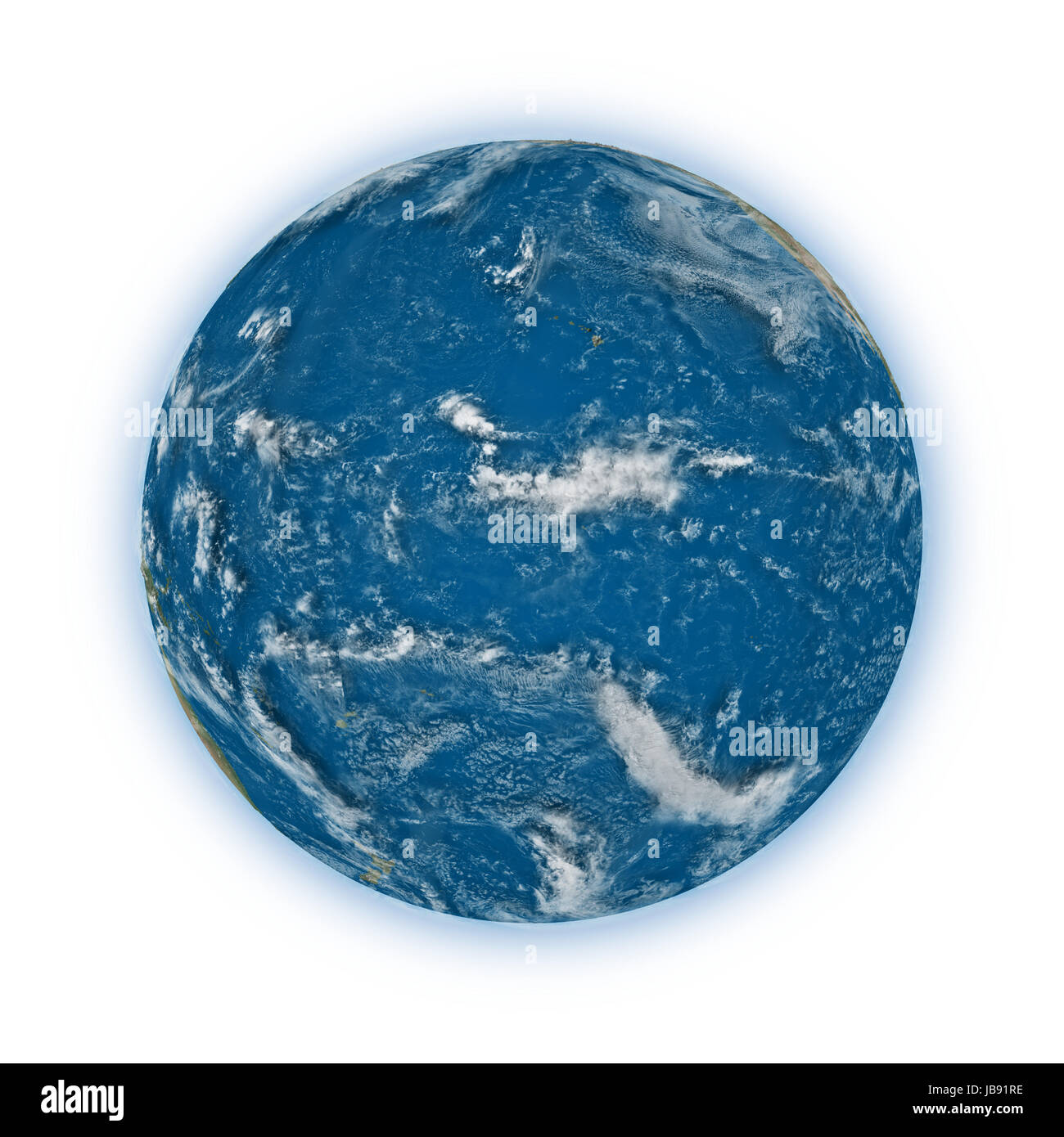 Pacific Ocean on blue planet Earth isolated on white background. Highly ...