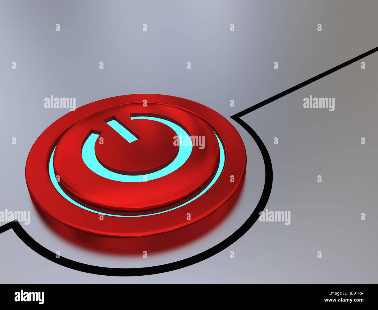Red on-off button illustration with glowing blue light Stock Photo - Alamy