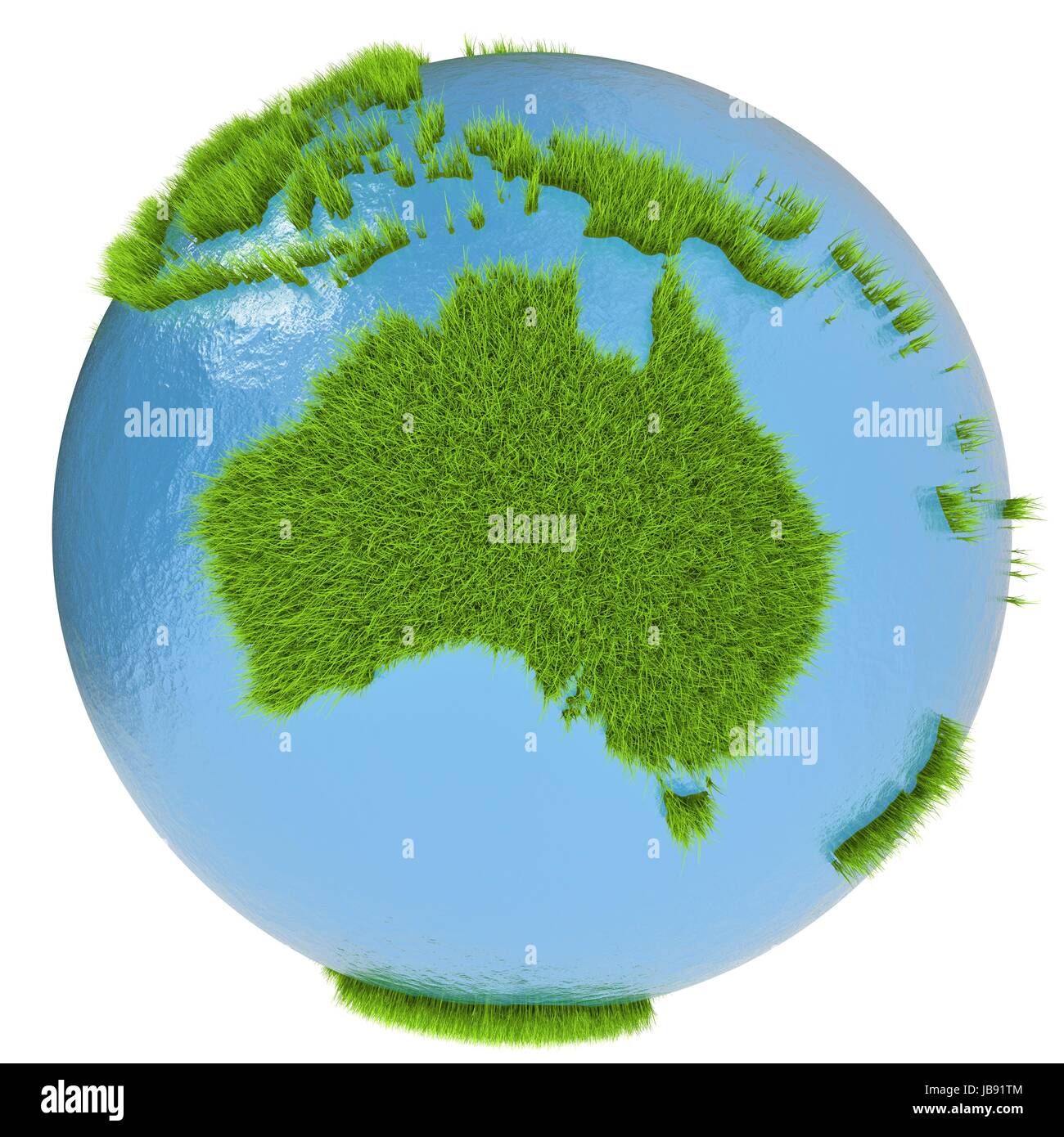 Australia continent on green planet covered with grass isolated on ...