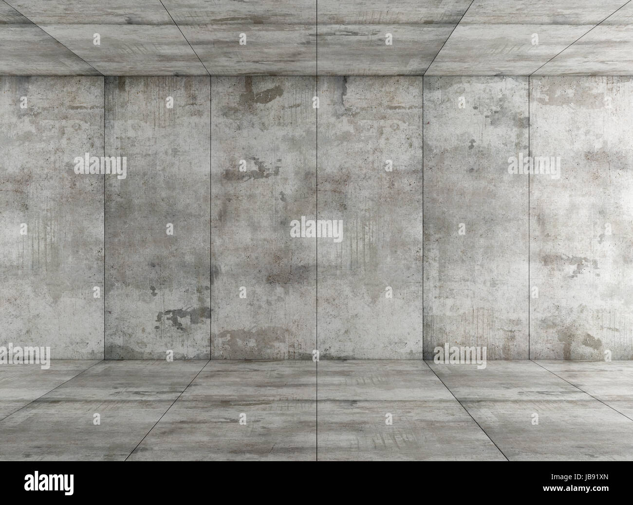 Empty room with concrete paneling - rendering Stock Photo - Alamy
