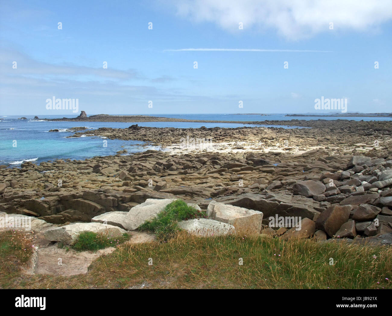 rocky coastal scenery around the Seven Islands in Brittany, France ...