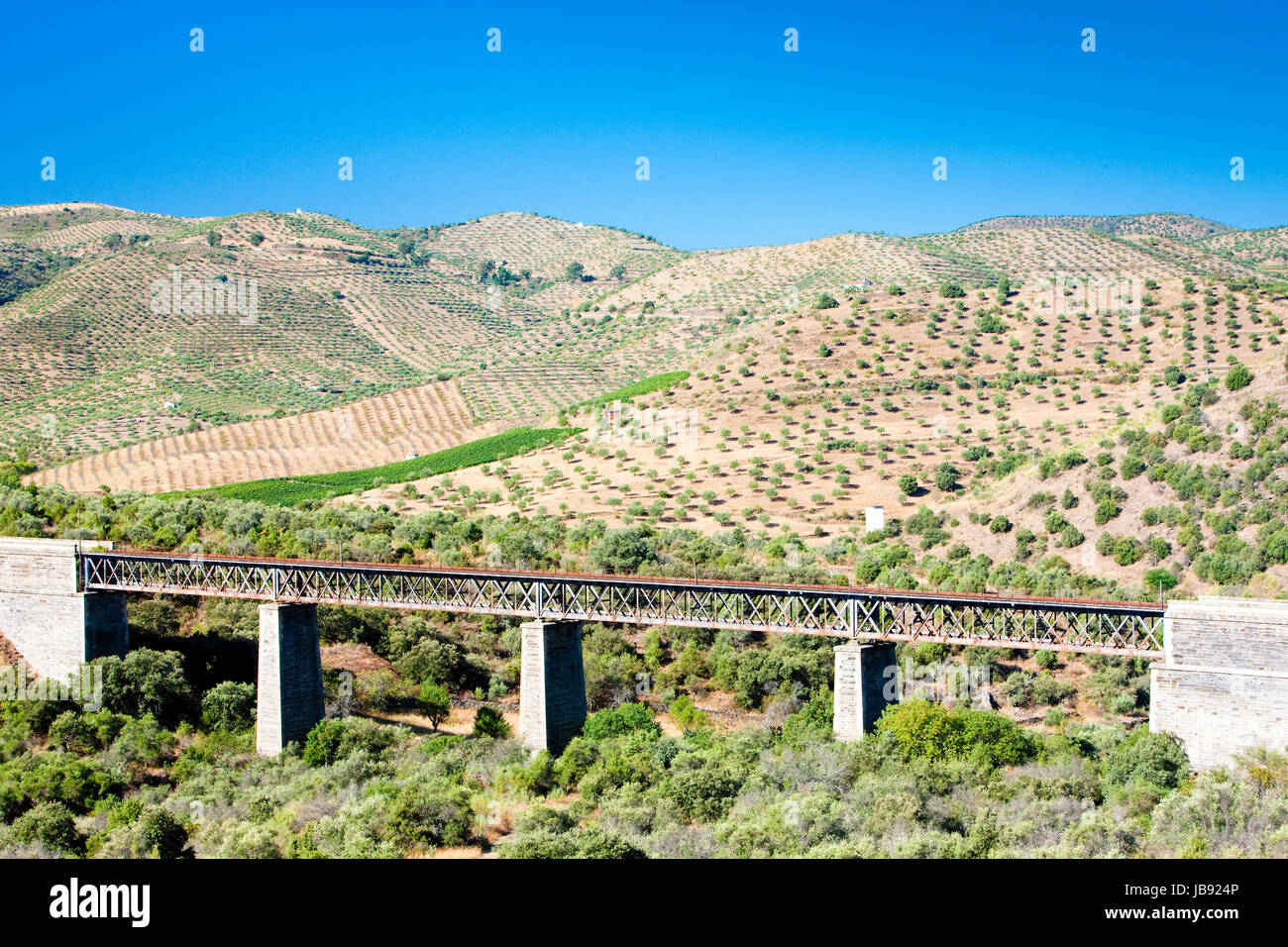 railway viaduct near border of Portugal, Castile and Leon, Spain Stock ...