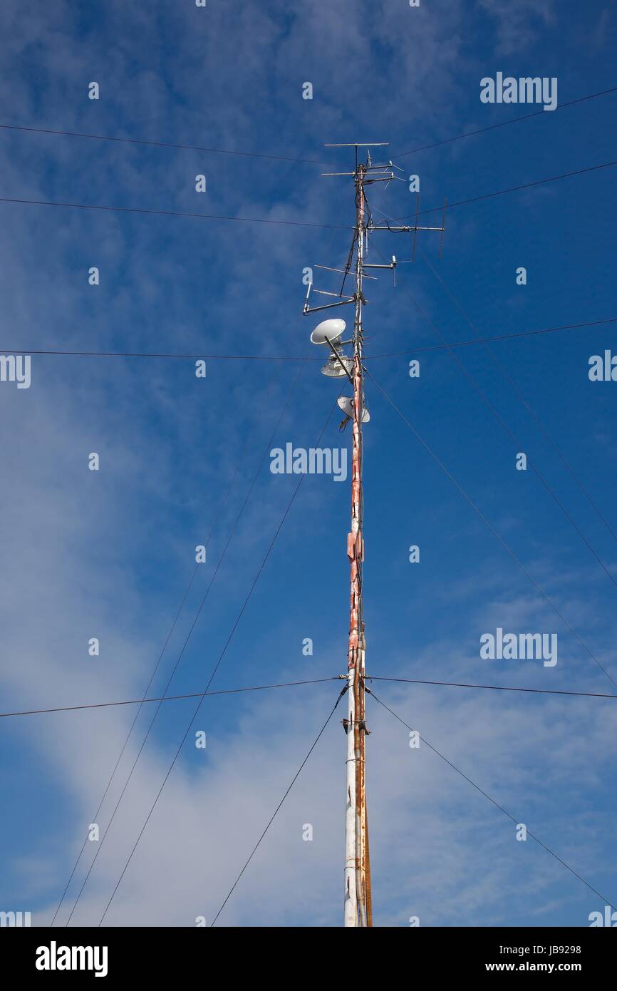 Antennas on a metal mast Stock Photo - Alamy