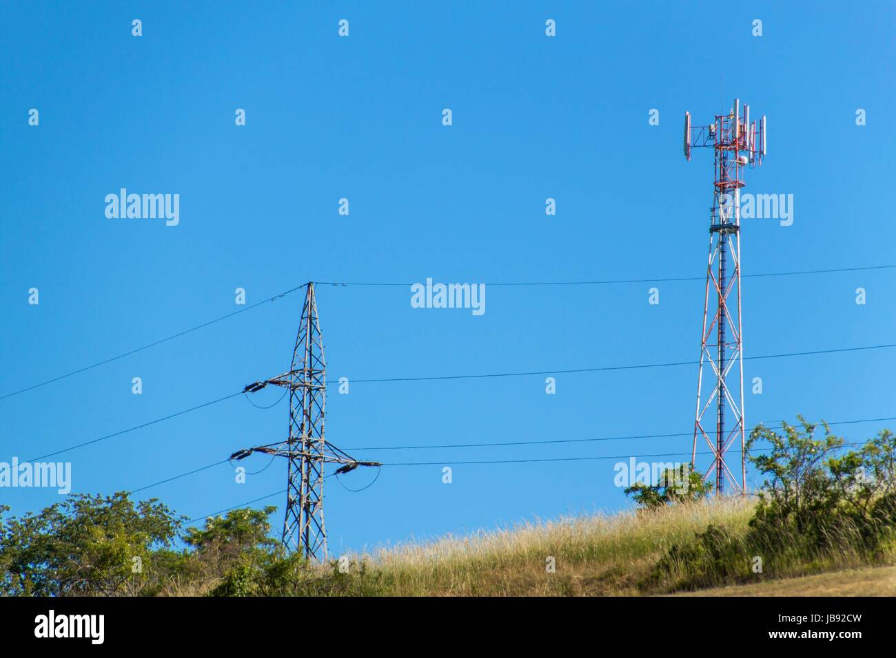 Technology on the top of the telecommunication GSM. Masts for mobile ...