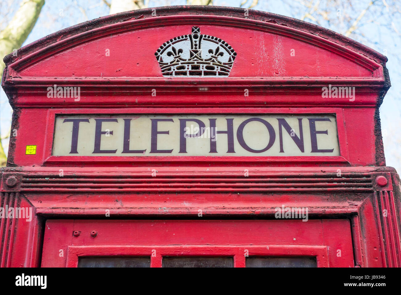 Close up of old red telephone booth in London, UK Stock Photo - Alamy
