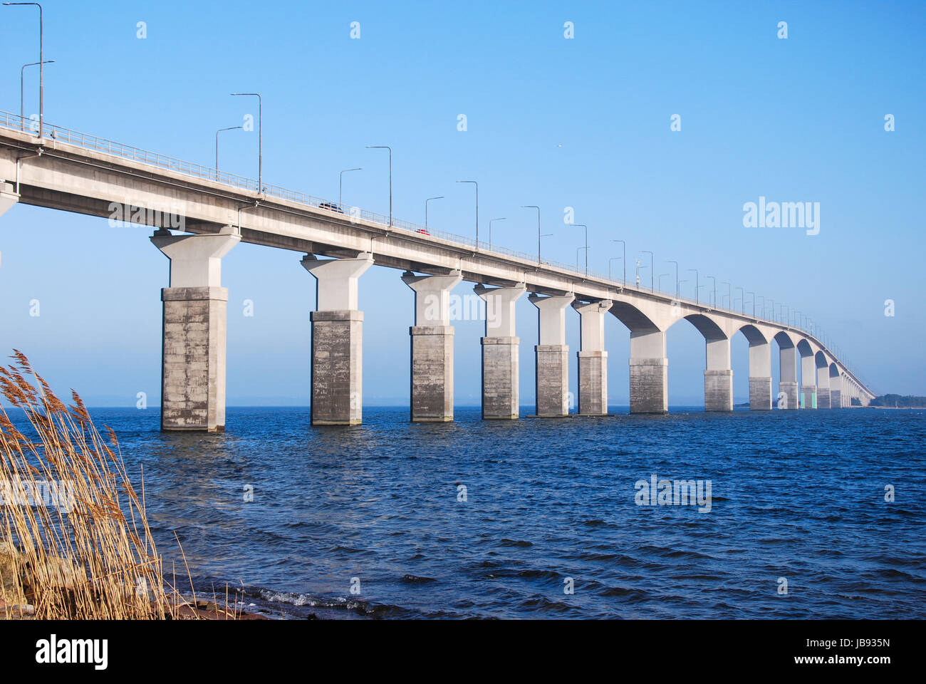 Sunlit Oland bridge connecting the swedish island Oland to mainland ...