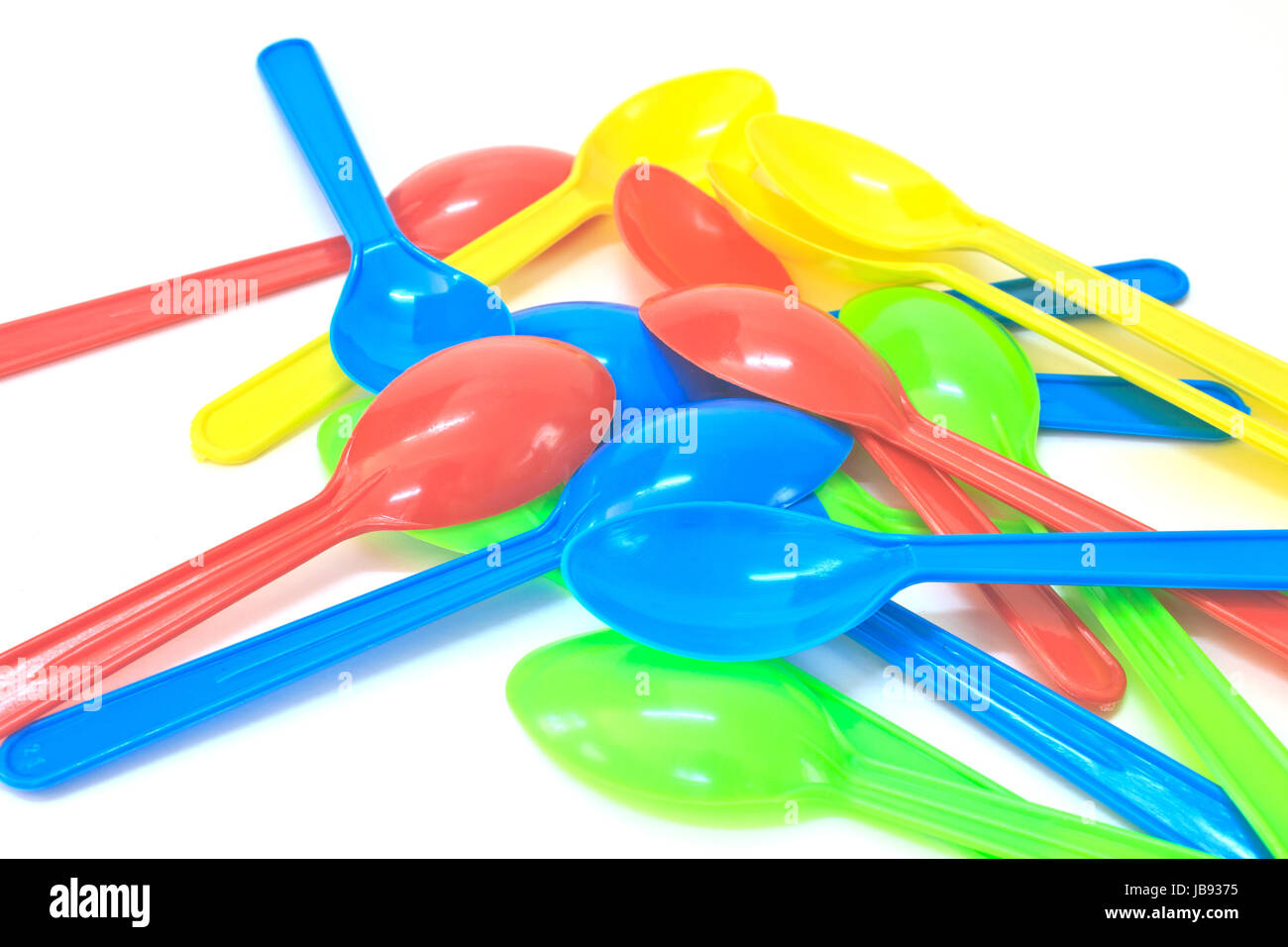 Colorful Spoon plastic isolated on white background Stock Photo - Alamy