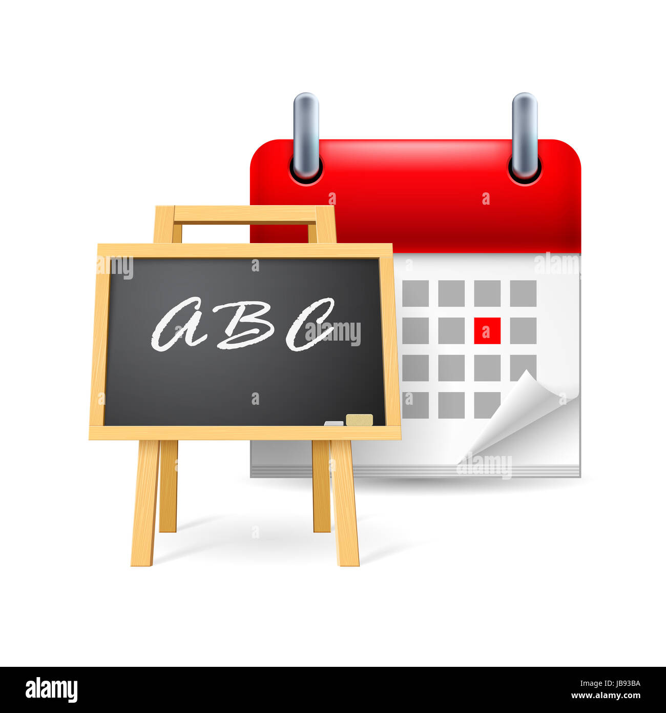 School time icon: blackboard and calendar with marked day Stock Photo ...