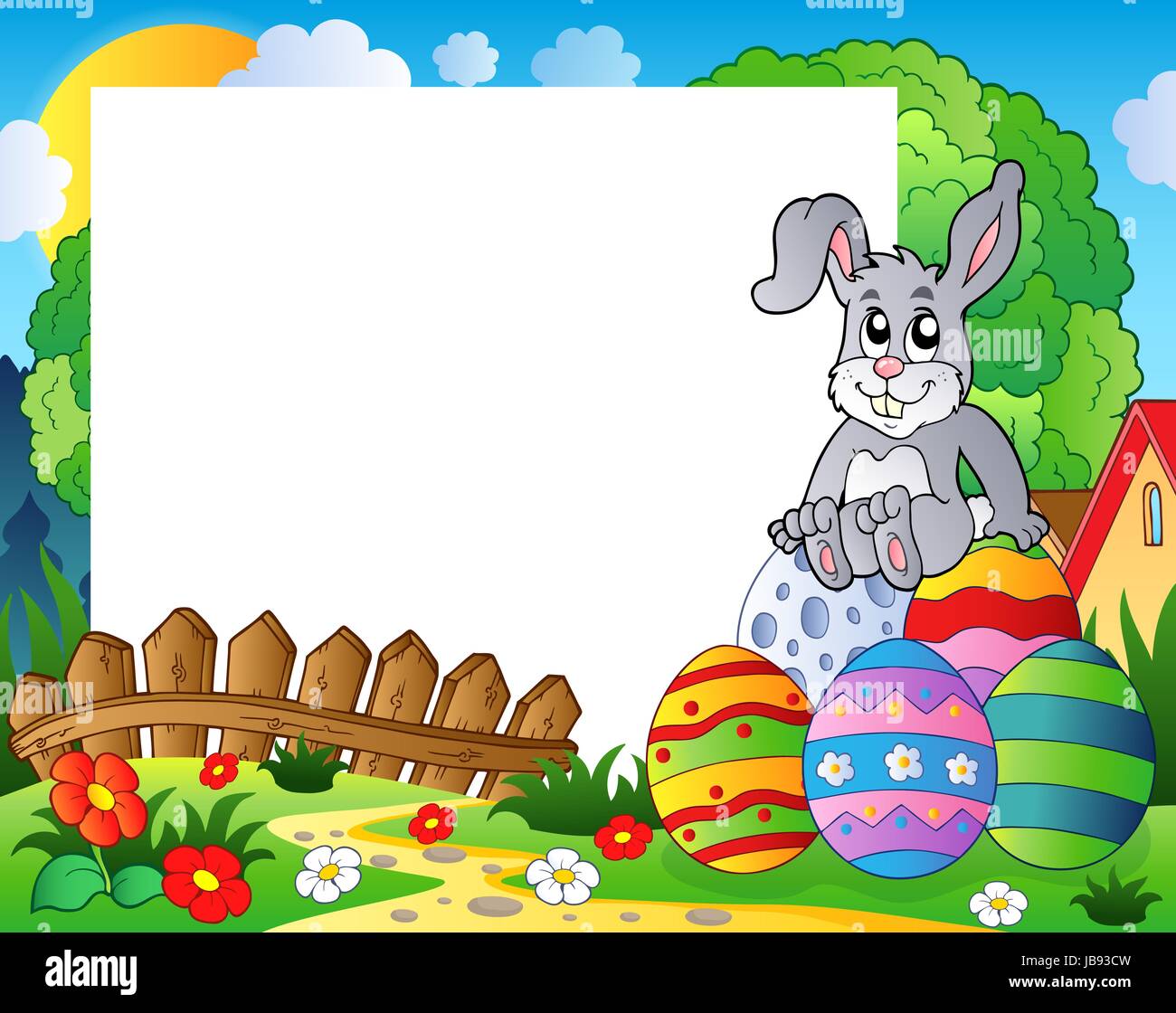 Frame with Easter bunny theme 5 - picture illustration Stock Photo - Alamy