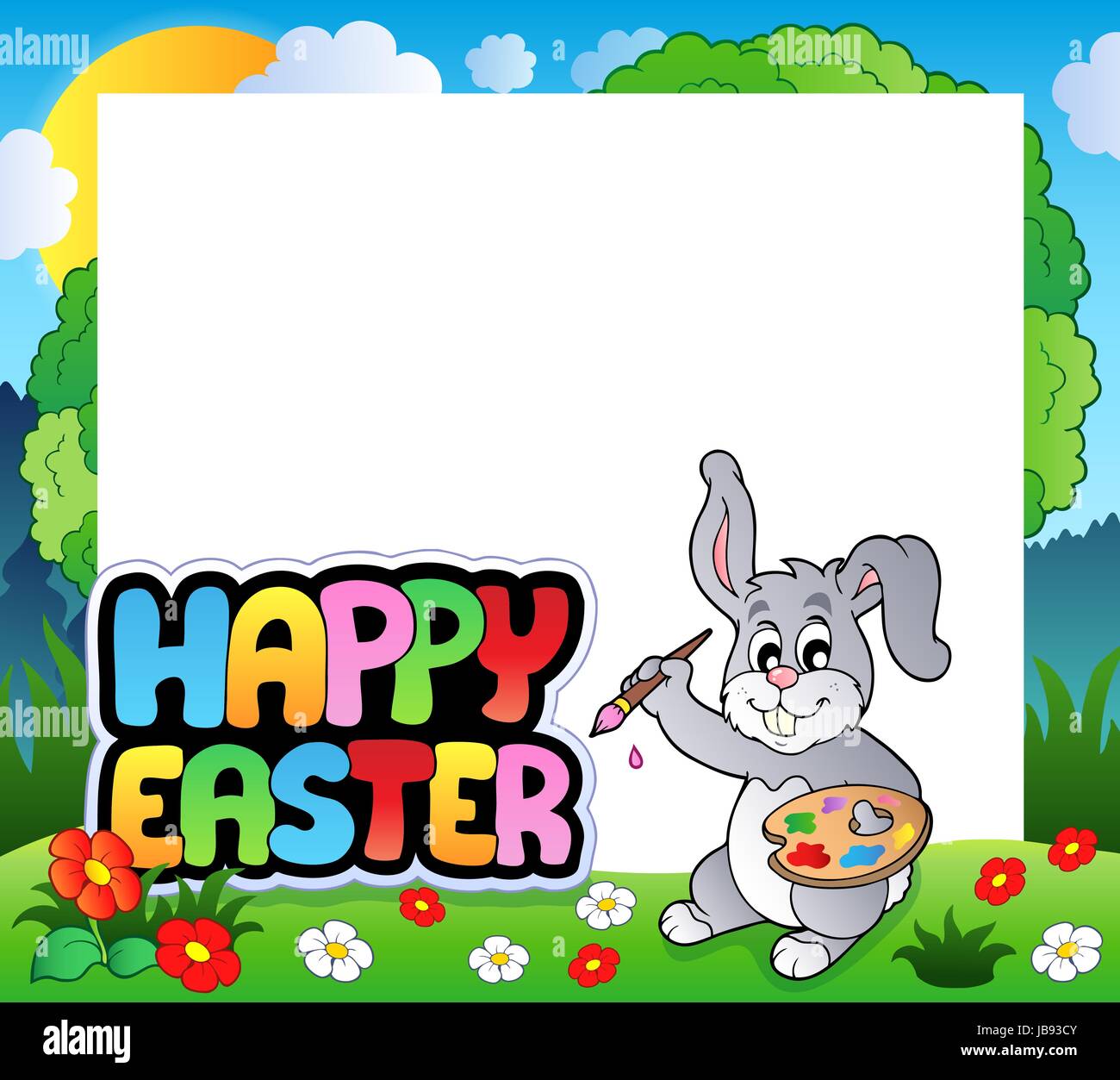 Frame with Easter bunny theme 7 - picture illustration Stock Photo - Alamy