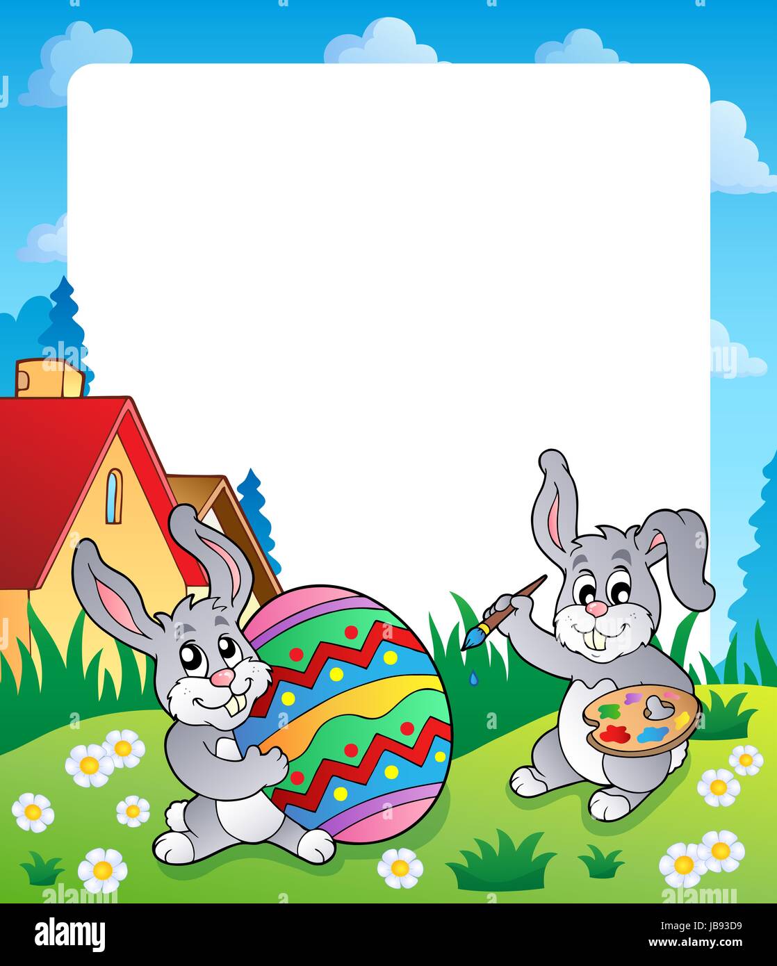 Frame with Easter bunny topic 6 - picture illustration Stock Photo - Alamy