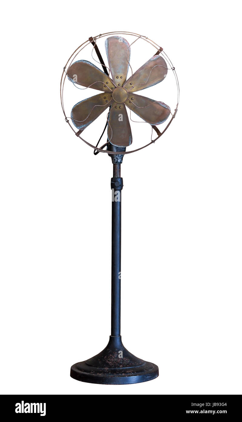 Old vintage metal fan isolated on white background Stock Photo - Alamy
