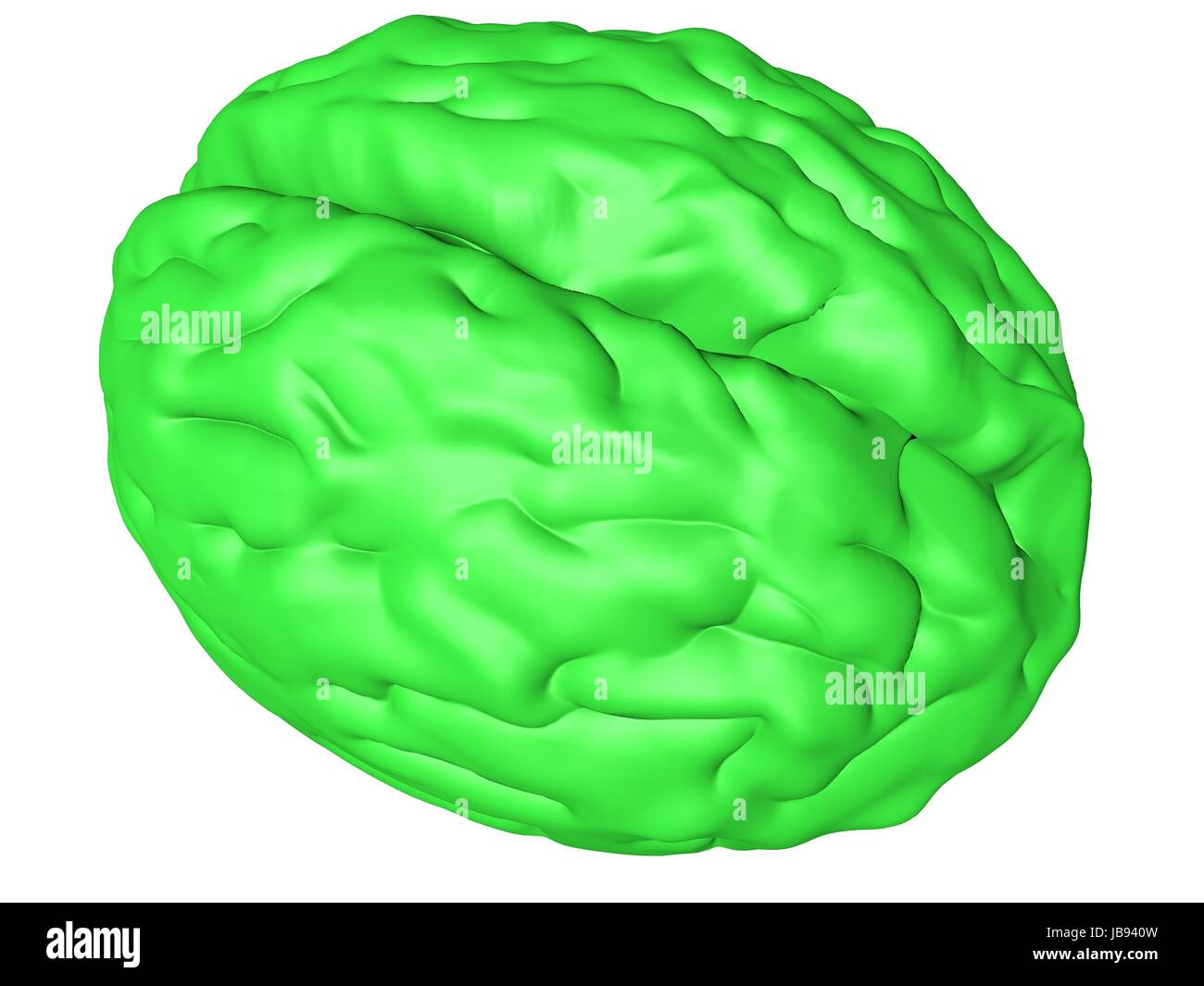 Green brain isolated over white, 3d render Stock Photo - Alamy