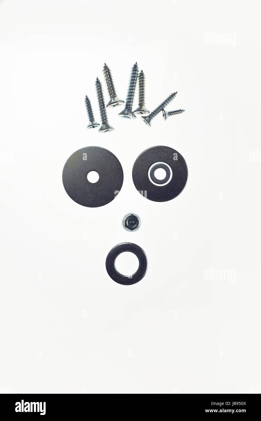 face composed of screws washers and bolts Stock Photo - Alamy