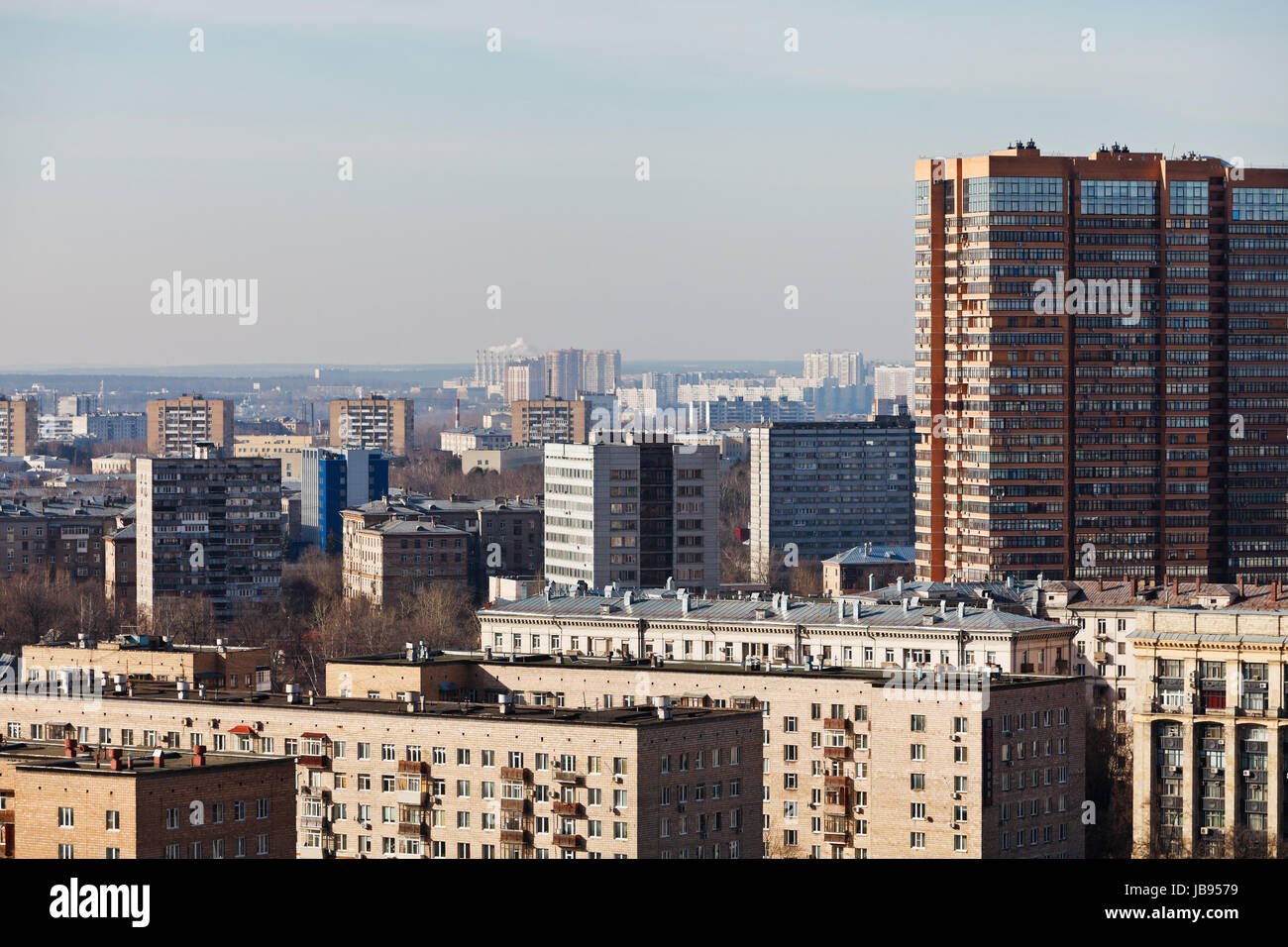 urban skyline of residential quarters in big city in Sokol district of ...