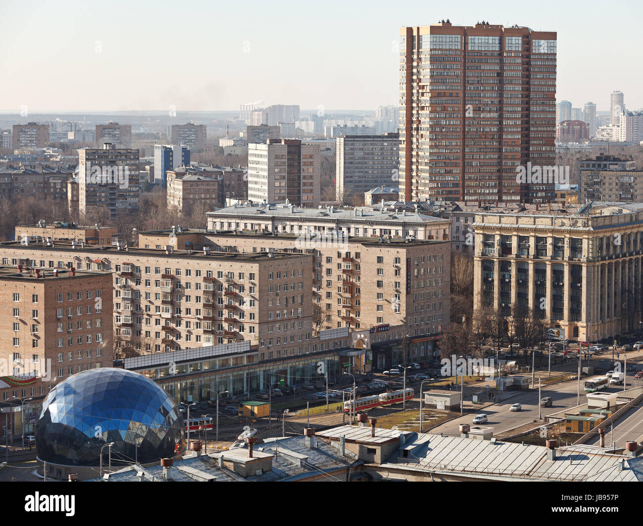 MOSCOW, RUSSIA - FEBRUARY 25, 2014: above view Volokolamskaya overpass ...