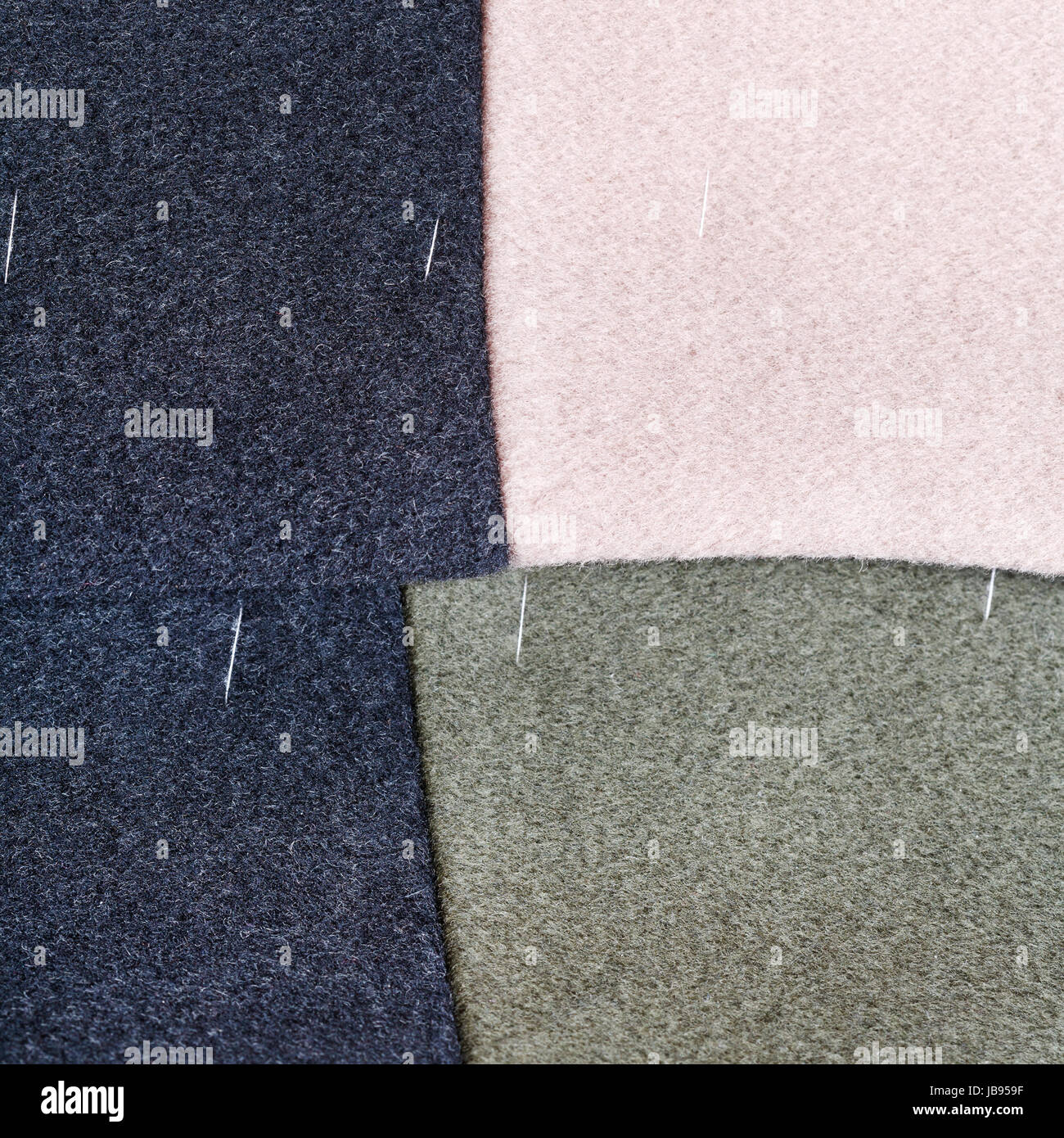 stitched by hand the samples of wool fabrics Stock Photo - Alamy