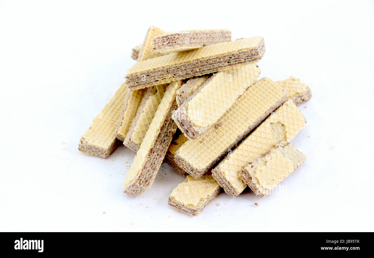 image of a Chocolate waffers on a white Stock Photo - Alamy