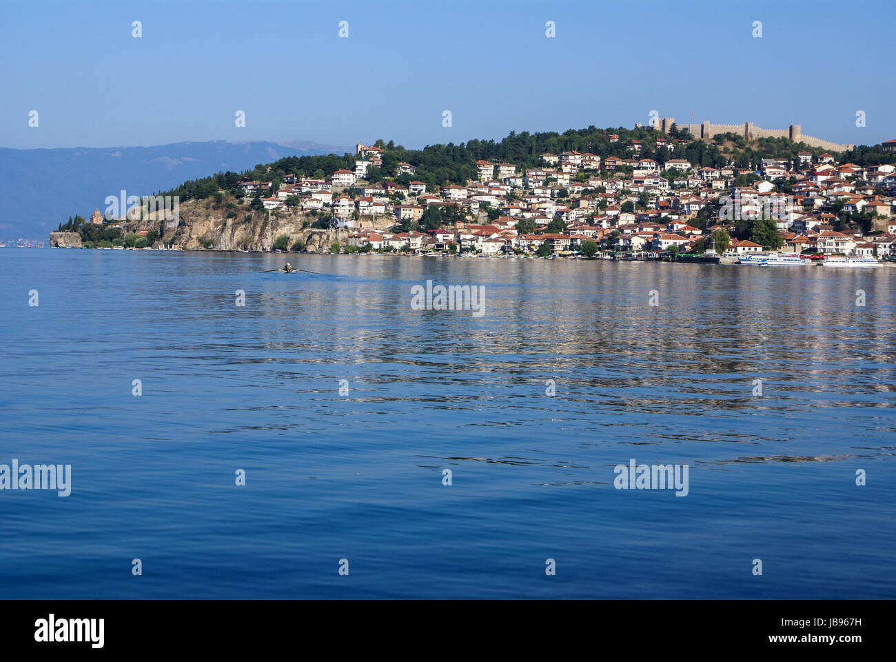 The fortress of Tsar Samuil photographed from distance, in Ohrid ...