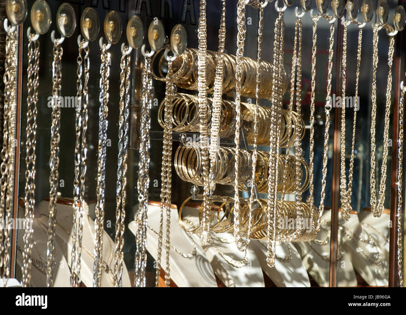 image of a Window display of jewelry shop, macedonian old turkish ...