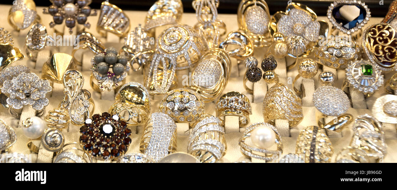 image of a Window display of jewelry shop, macedonian old turkish ...