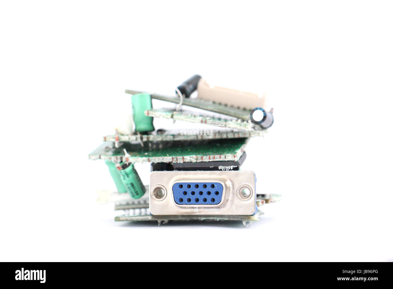 Pieces of a damaged broken video card on white background Stock Photo ...