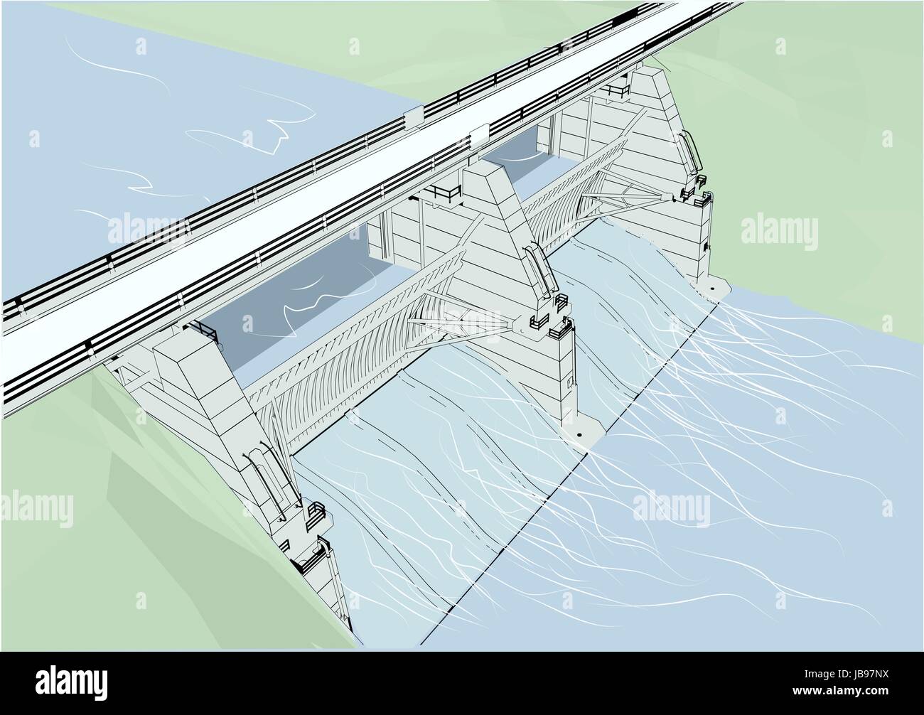 water dam. Hydroelectric power station. 10 EPS Stock Vector Image & Art ...