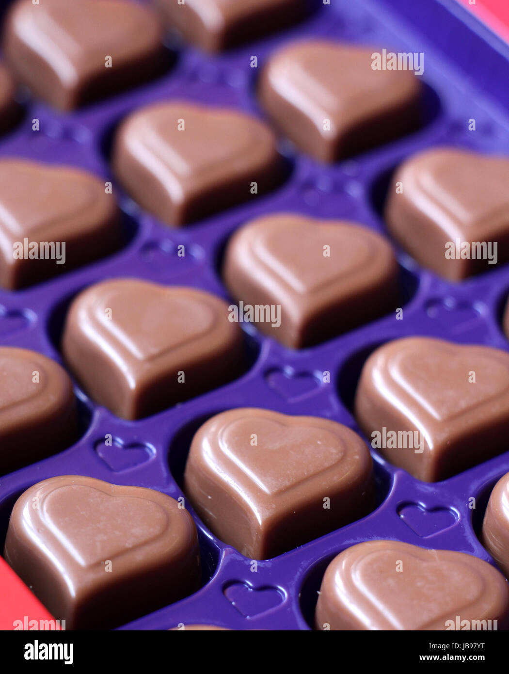 Chocolate hearts blue packaging.love concept,image of a Stock Photo - Alamy