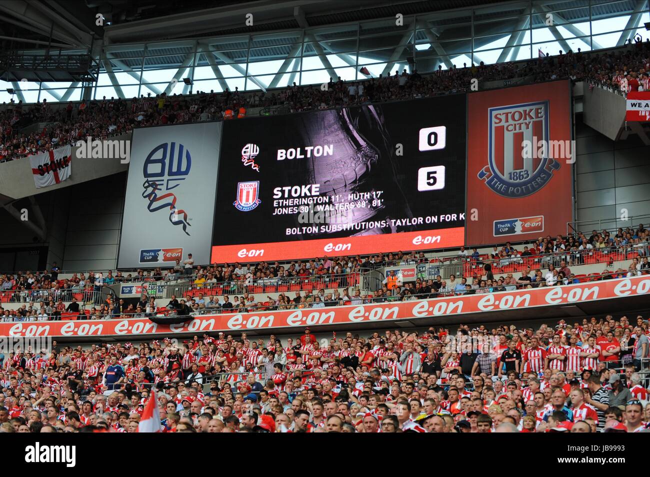 FULL-TIME SCOREBOARD BOLTON WANDERERS V STOKE CITY WEMBLEY STADIUM ...