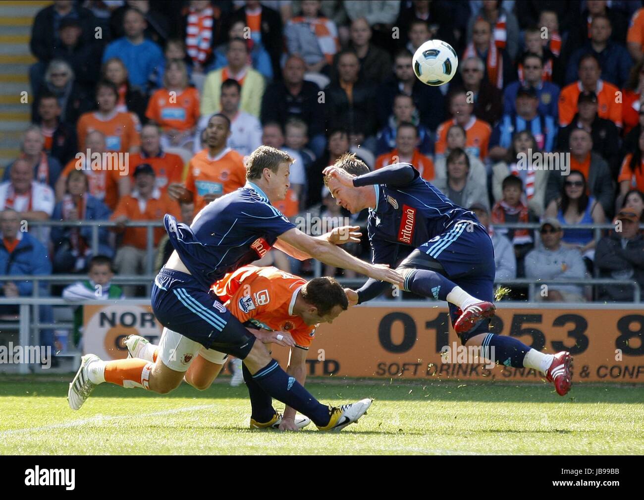 CHARLIE ADAM GETS SANDWICHED B BLACKPOOL STOKE CITY FC BLOOMFIELD ROAD ...