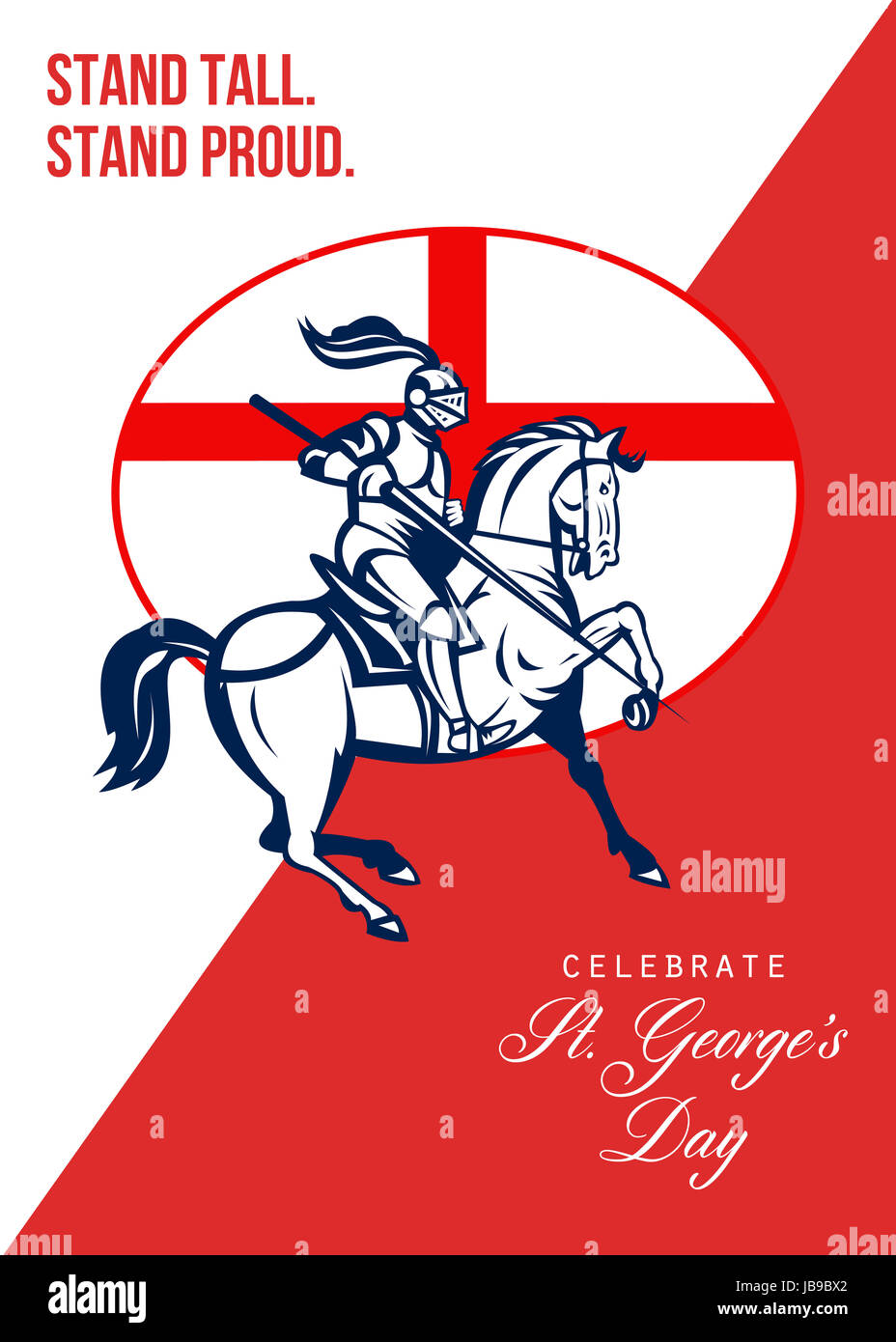 Poster greeting card Illustration of knight in full armor riding a ...