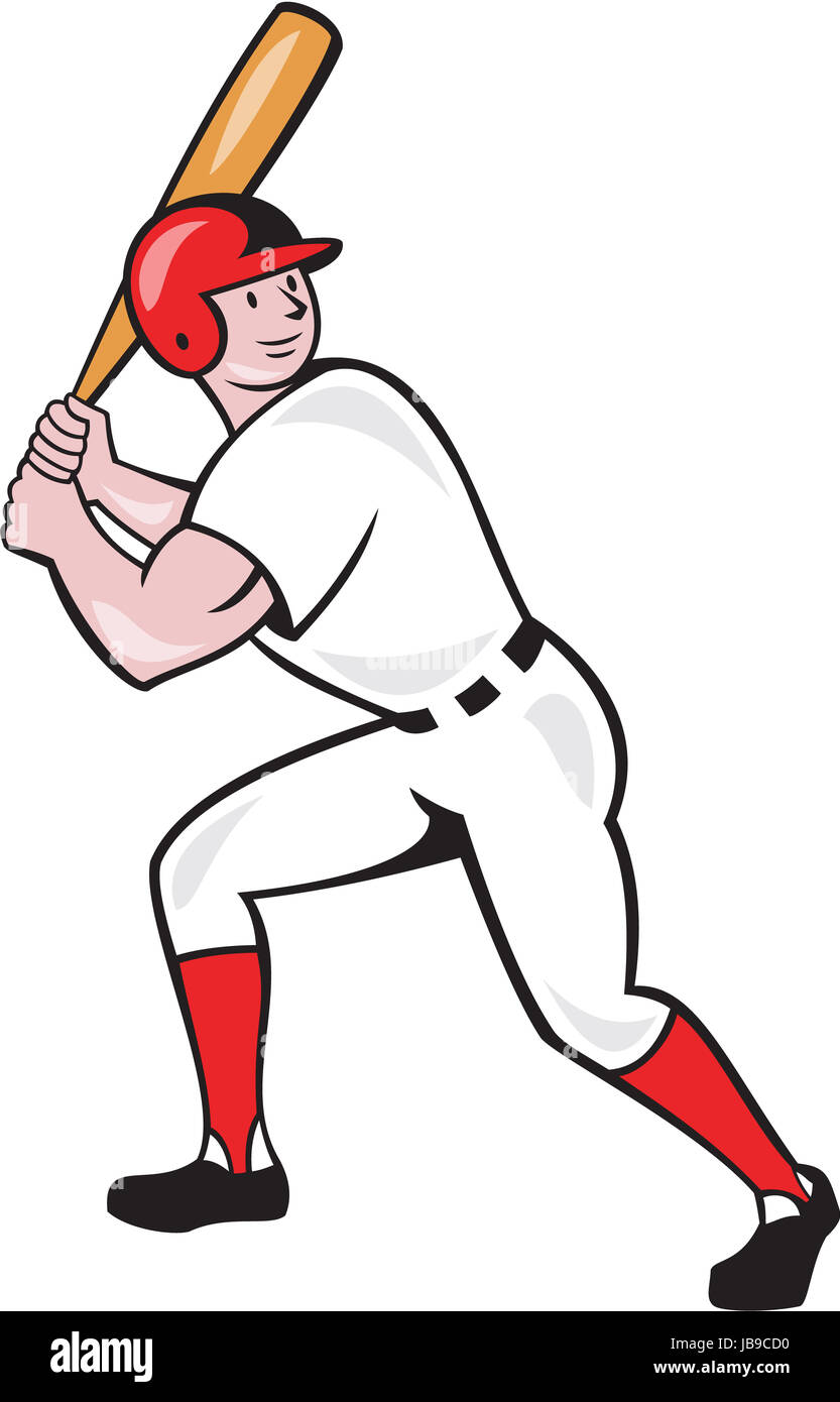 Illustration of an american baseball player batter hitter batting with ...