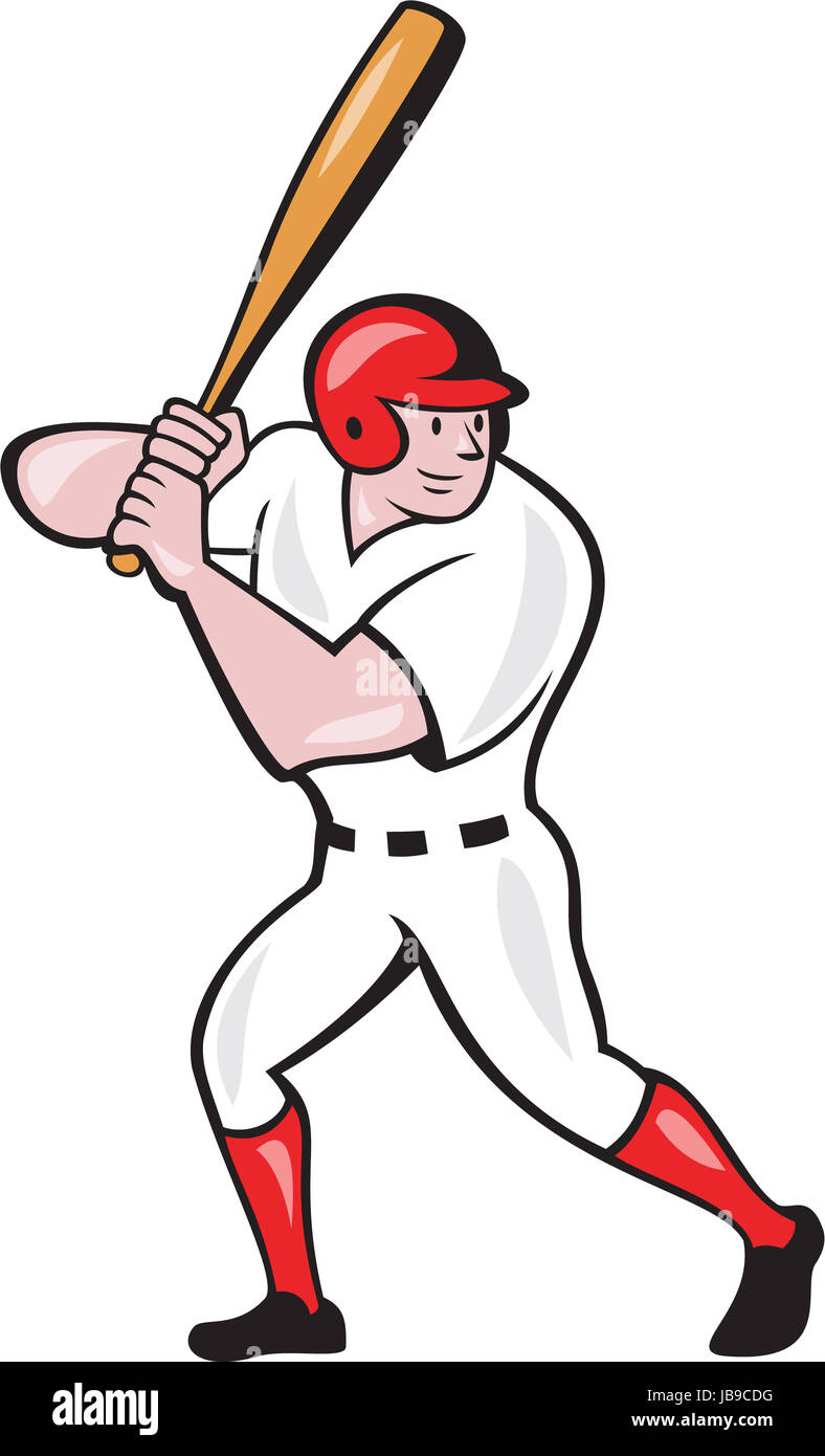 Illustration of an american baseball player batter hitter batting with ...