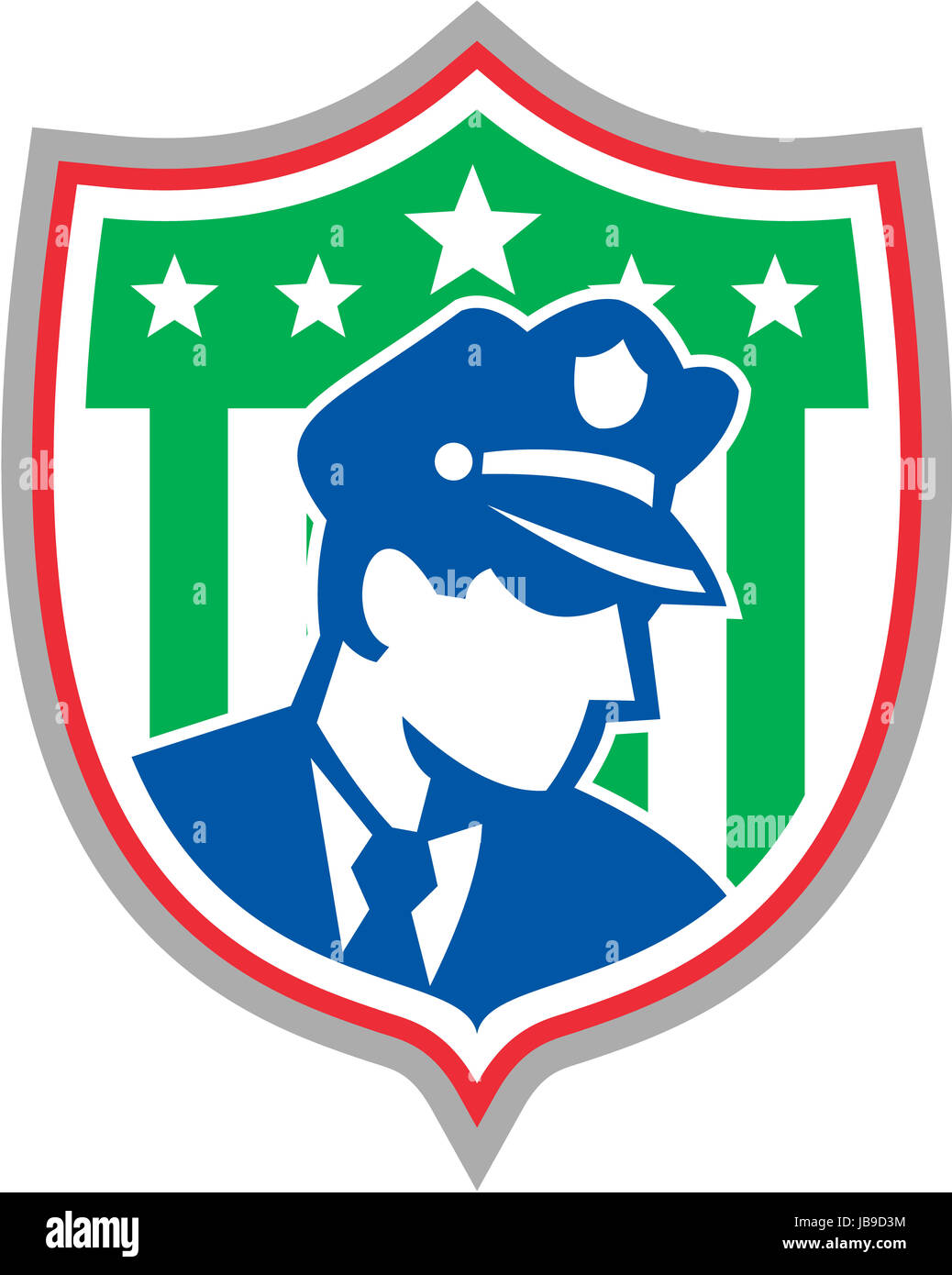 Illustration of a policeman security guard police officer set inside ...