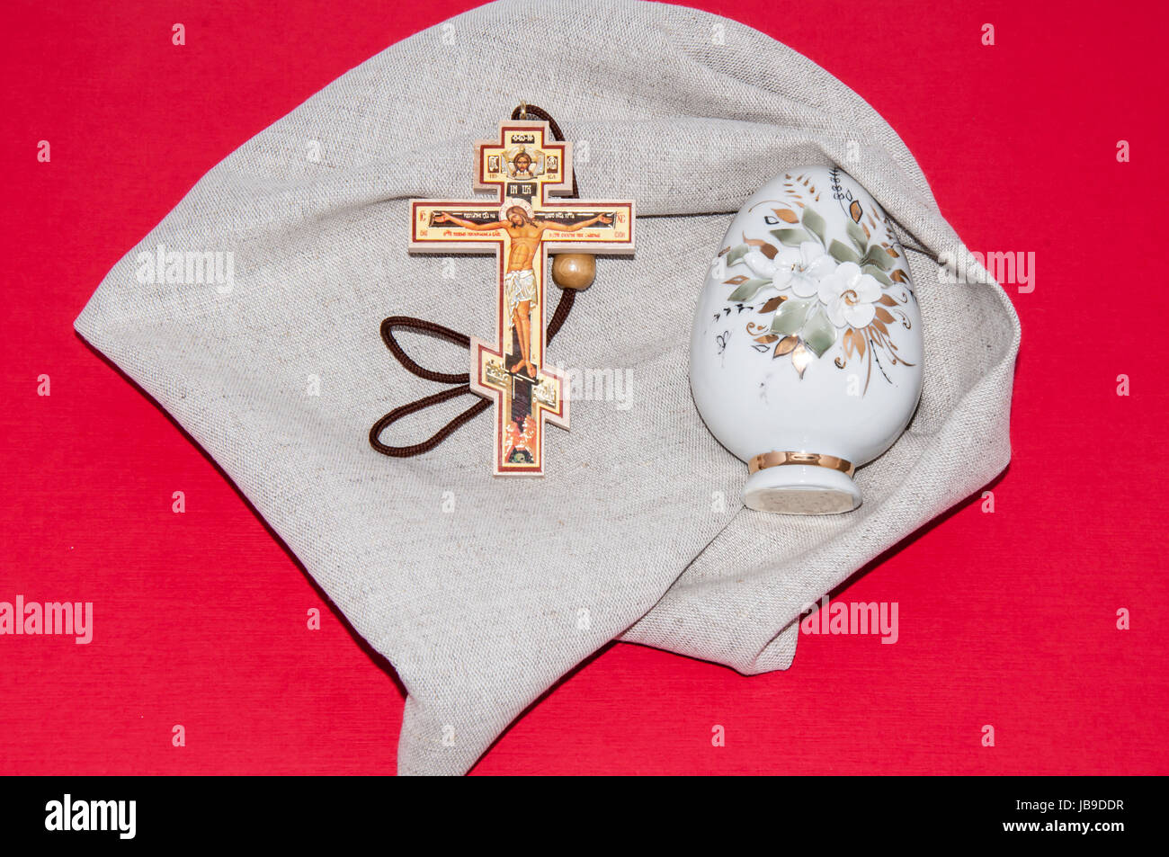 Easter egg and cross for the feast of the radiant resurrection of ...